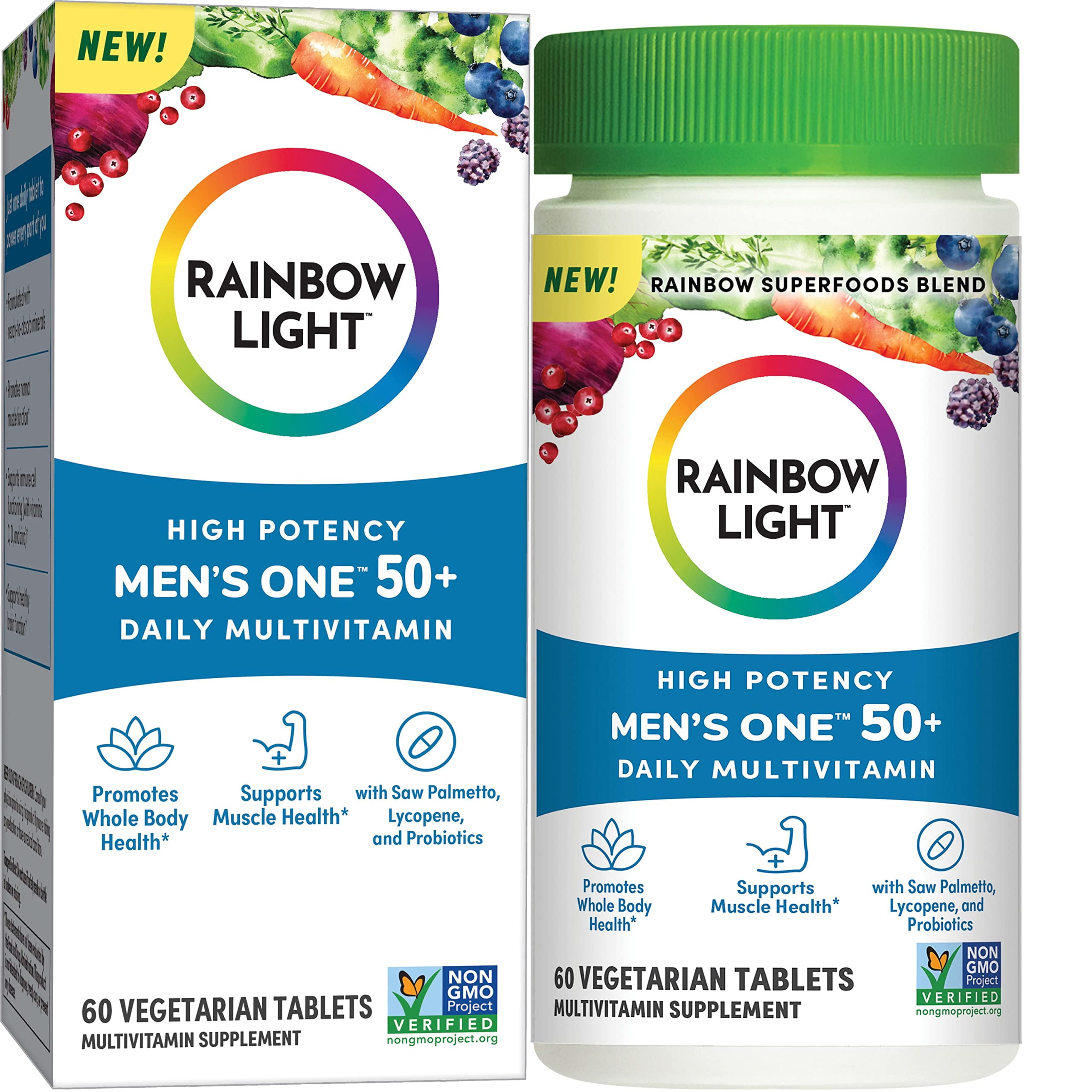 Multivitamínico Rainbow Light Men 50+ con vitamina C, D y zinc 60 ...
