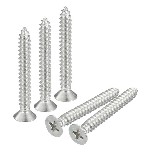 #10x1-1/2" Wood Screws, 50 Pack Phillips Self Tapping Screws 304 Stainless Steel - Walmart.com