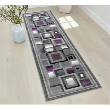 handcraft rugs purple and gray abstract geometric modern squares ...