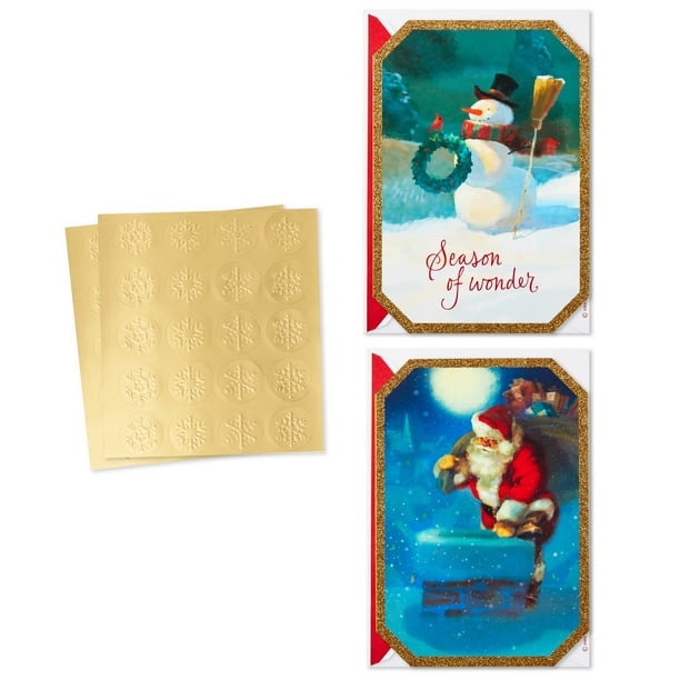 Hallmark Boxed Christmas Cards Assortment, Santa and Snowman (40 Cards ...