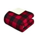 Mainstays Plaid Polyester/Flannel/Sherpa Bed Blankets, Full/Queen, Red ...