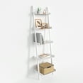"Ballucci White 5-Tier Ladder Style Bookshelf, Modern Bookcase, 67"" H ...