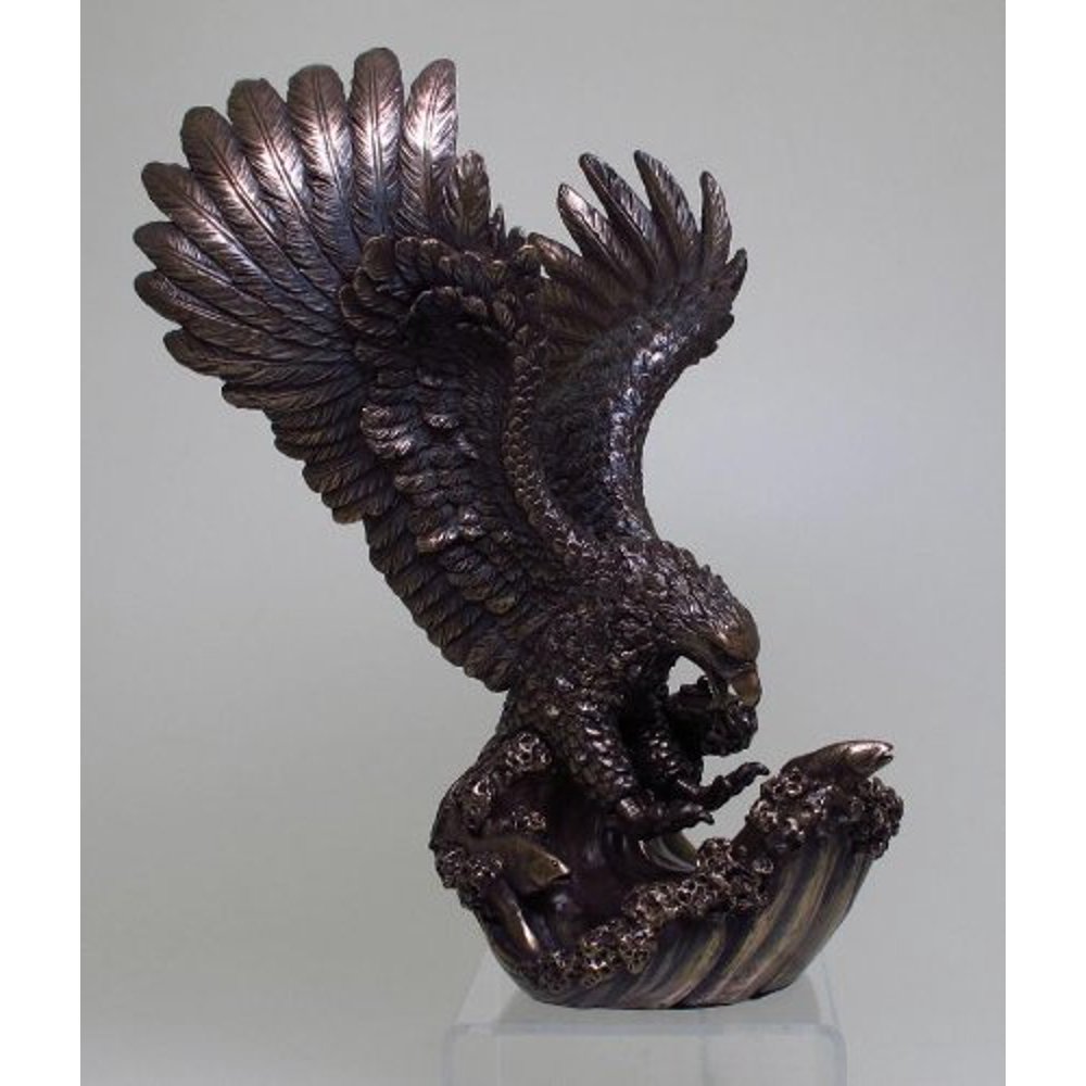 PTC 10 Inch Flying Eagle Catching Fish Statue Figurine with Clear Base ...