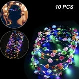10 Pcs LED Flower Headband Colofu Light Up Flower Wreath Crowns for ...