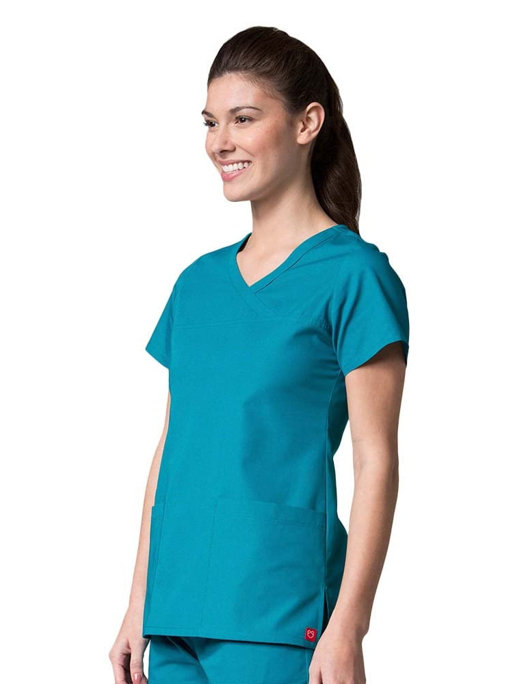Red Panda Women's Curved Mock Wrap Solid Scrub Top - Walmart.com