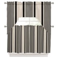 Black Beige Stripes Swag Curtains Valance and Tier Set, Lines Modern ...