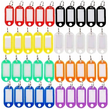60 Pcs Key Tags Key Ring Chain - Tough Plastic, Color Coded, Write ...