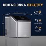 Newair Countertop Clear Ice Maker, Portable 40lb Stainless Steel ...