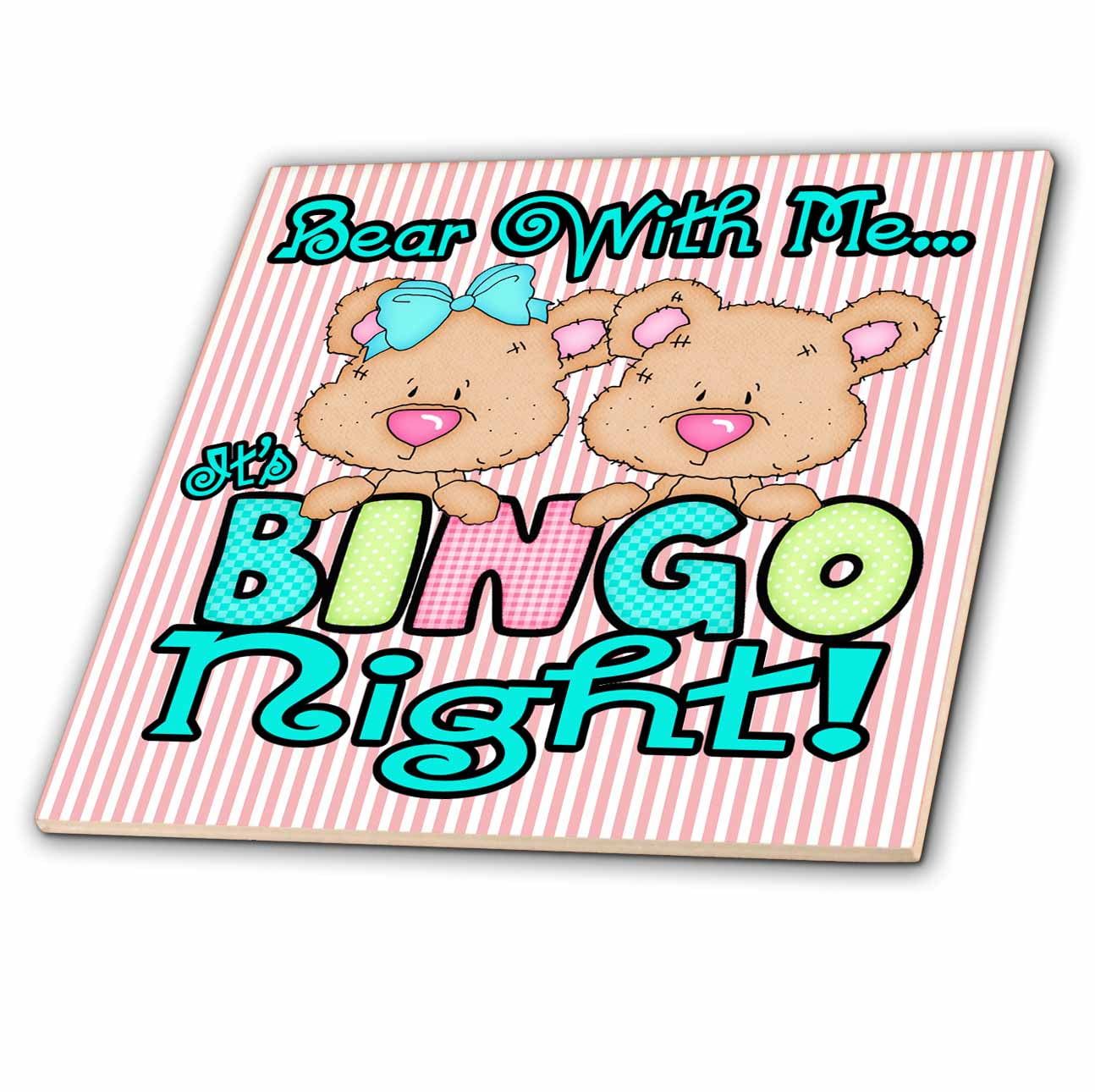 3dRose Bear WIth Me Its Bingo NIght Cute Bingo Bear Cartoon - Ceramic ...