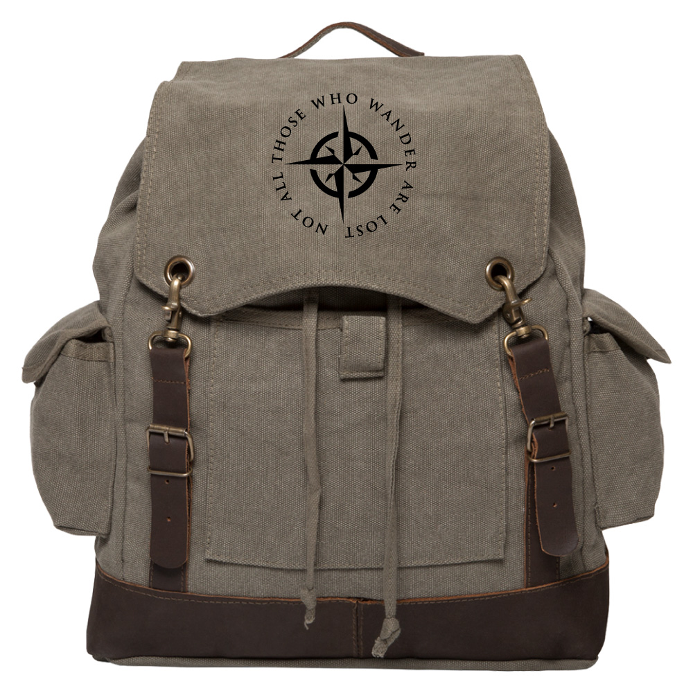 LOTR Not All Those Who Wander Are Lost Rucksack Backpack, Olive & Black ...