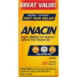 Anacin Fast Pain Relief Pain Reducer Aspirin Tablets, 300 Tablets ...