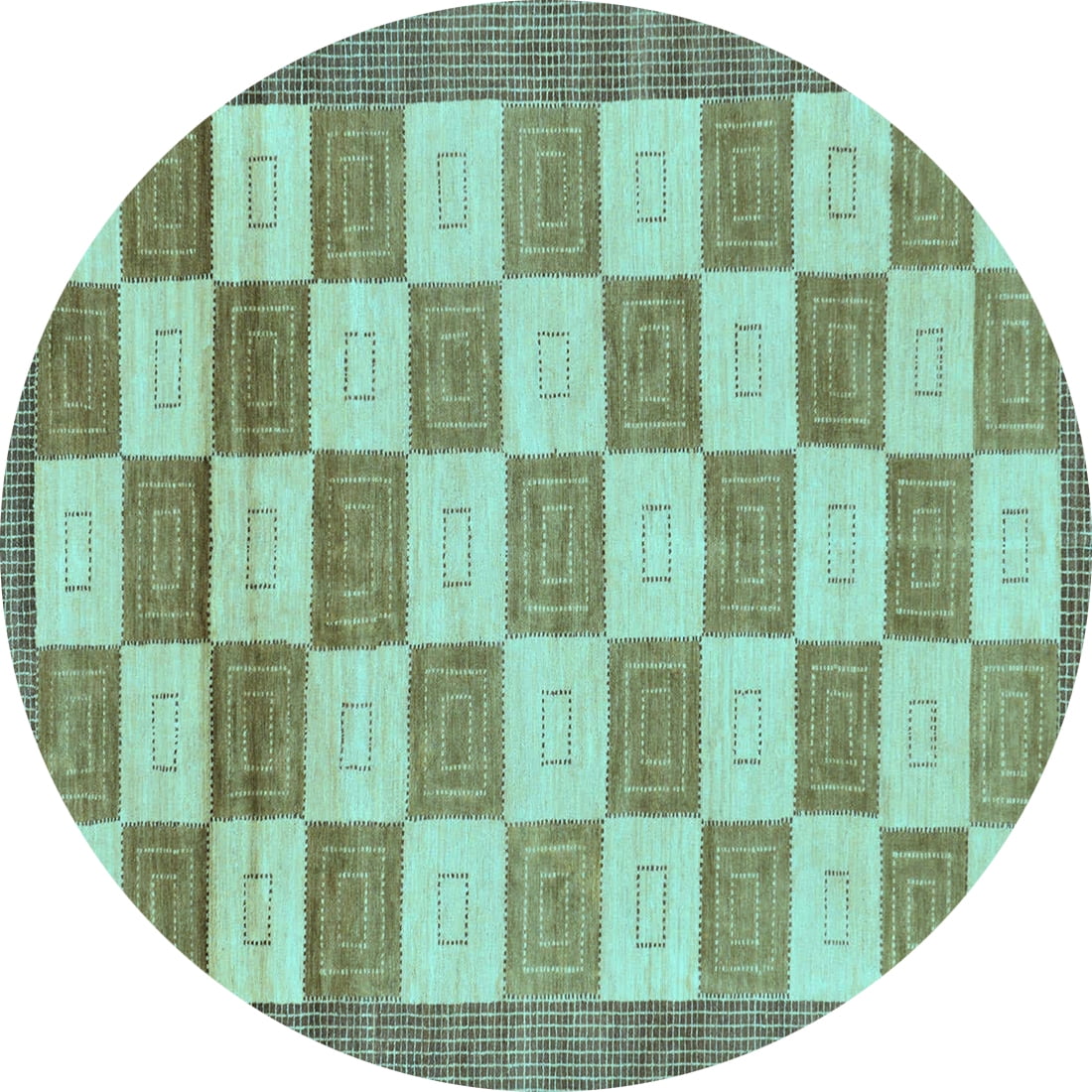 Ahgly Company Indoor Round Checkered Light Blue Modern Area Rugs, 7 ...