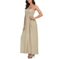 HDE Women's Strapless Maxi Dress Bohemian Sundress Beige 4X - Walmart.com