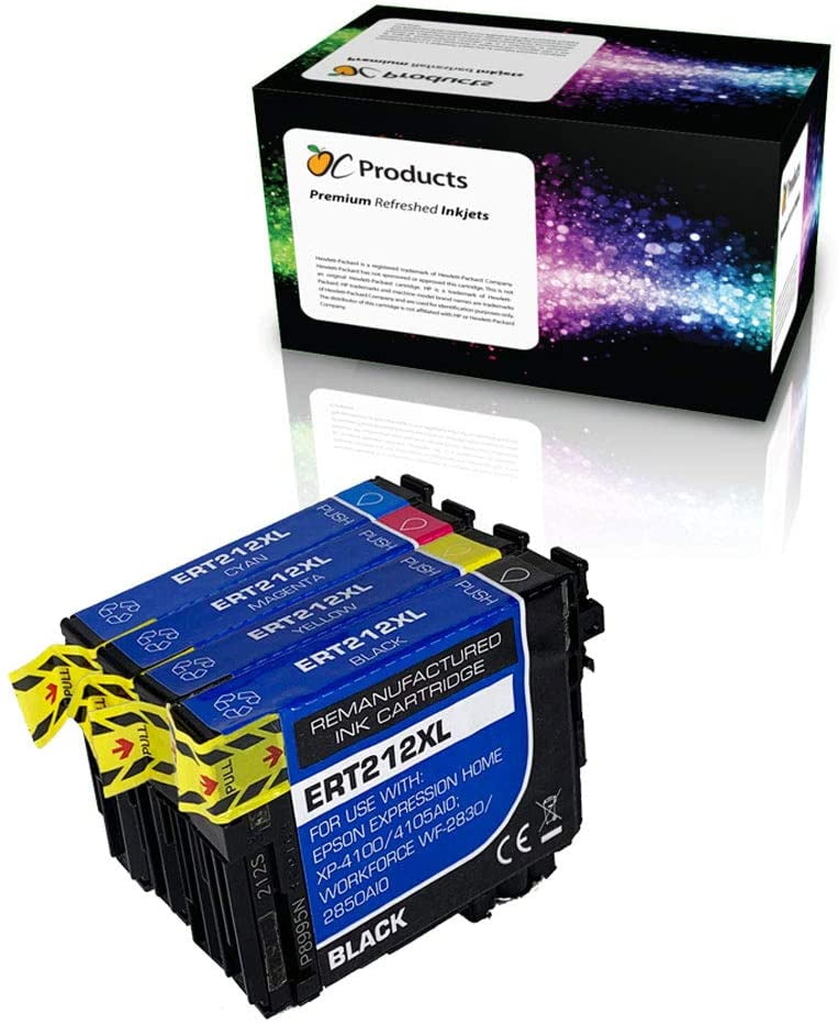 OCProducts Remanufactured Ink Cartridge Replacement 4 Pack for Epson ...