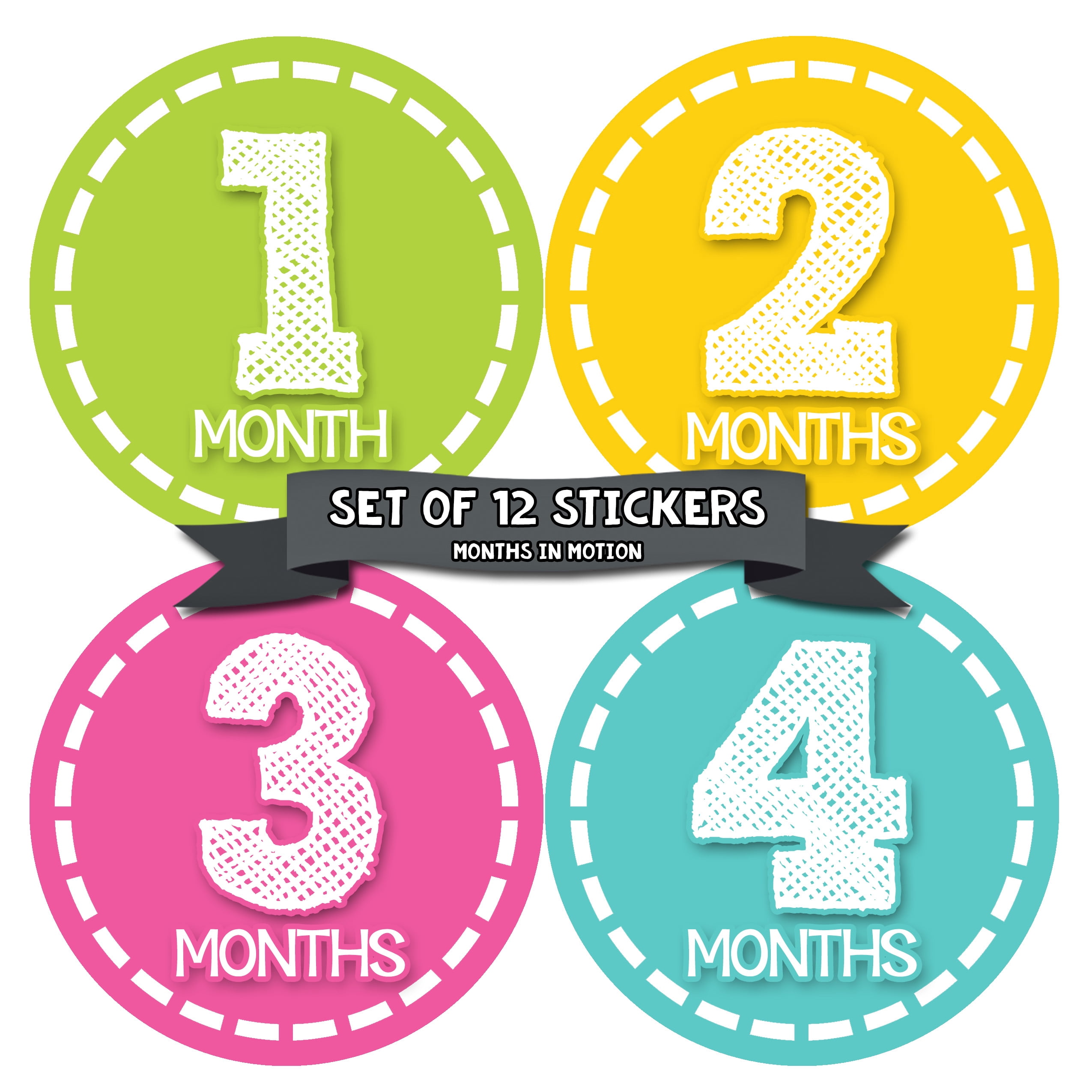 Months in Motion 373 Monthly Baby Stickers Milestone Age Sticker Photo ...