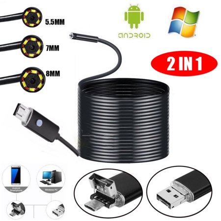 Top-Max USB Endoscope Waterproof Inspection Camera with 6 LED, 6.6 FT ...