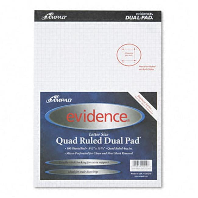 Ampad Evidence Quad Dual-Pad Quadrille Rule Letter White 100-Sheet Pads ...