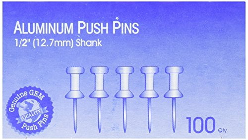 Aluminum Head Push Pins, Aluminum, Silver, 1/2", 100/box - Walmart.com