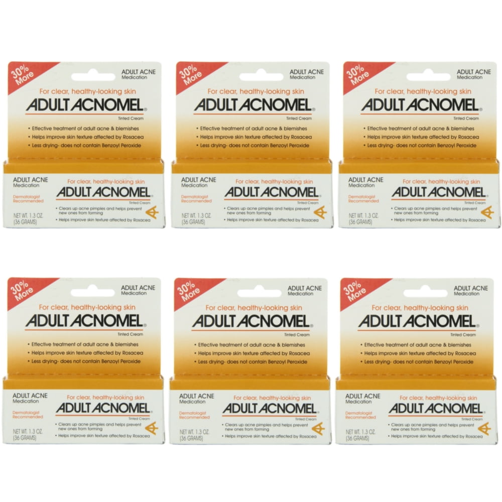 6 Pack Adult Acnomel Tinted Cream Acne Medication - 1.30 oz (36 g) Each ...