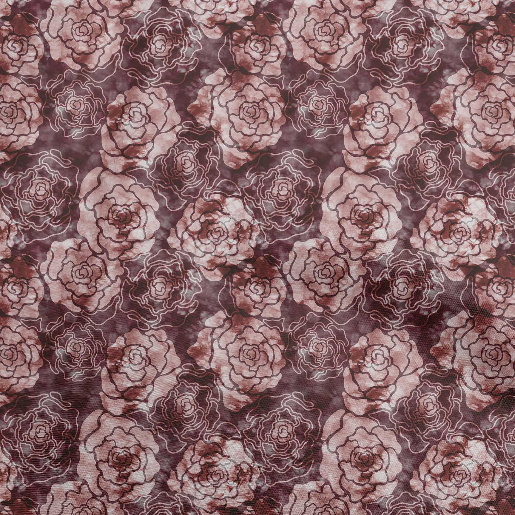 oneOone Cotton Silk Maroon Fabric Asian Batik Floral Quilting Supplies ...