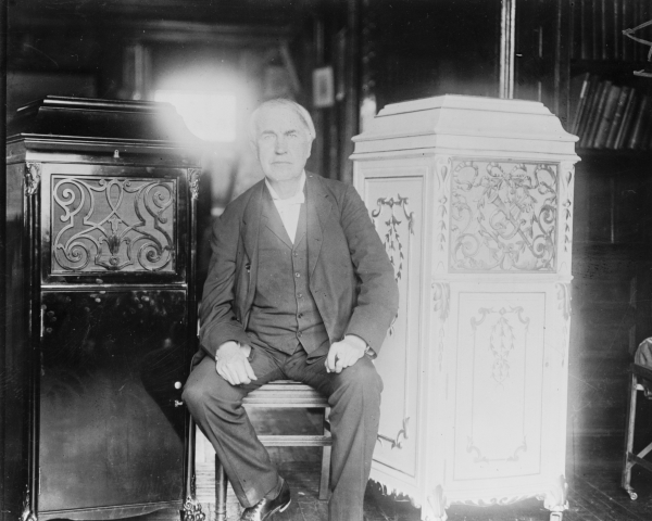 Print: Thomas Alva Edison, Full-Length Portrait, Seated, Facing Front ...