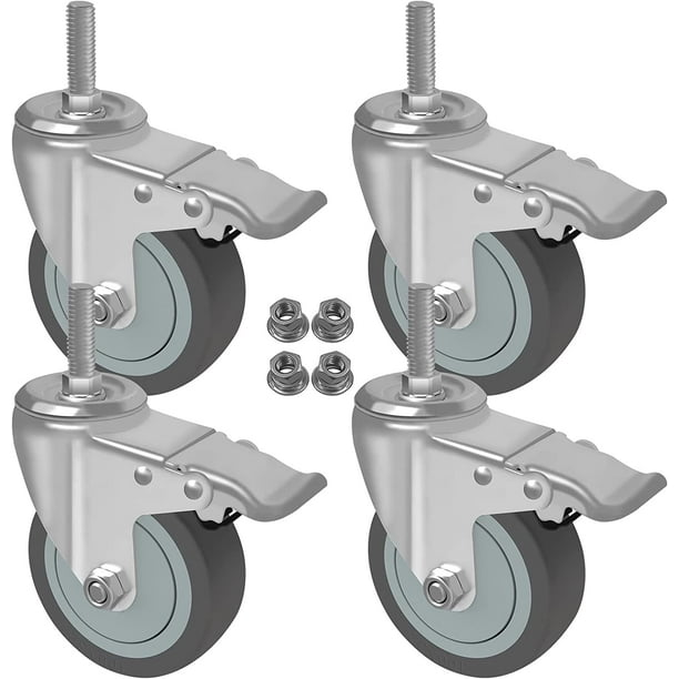 MySit 4PCS Caster Wheels 5" Locking Stem Casters 1/2"-13 x 1.5 ...