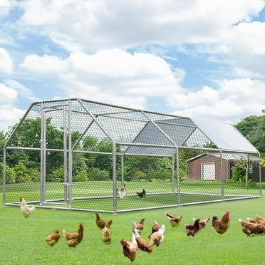 Metal Chicken Coop, Walk in Chicken Runs with Cover for Yard, Large ...