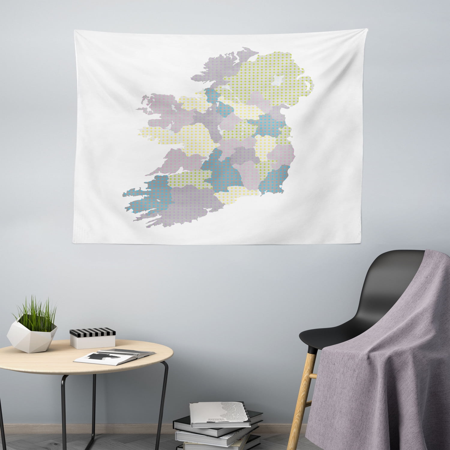 Ireland Map Tapestry, Geographical Country Indication with Graphics in ...