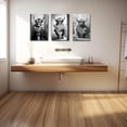 LZIMU Funny Bathroom Wall Art 3 Panel Highland Cow Sitting on Toilet ...