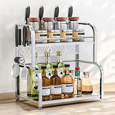 Bathroom Organizer Countertop 3 Tier Foldable Spice Rack Counter ...