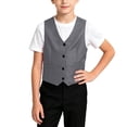 Boys' Formal Suit Vest 5-15Y Solid Color Dress Waistcoat Sleeveless ...
