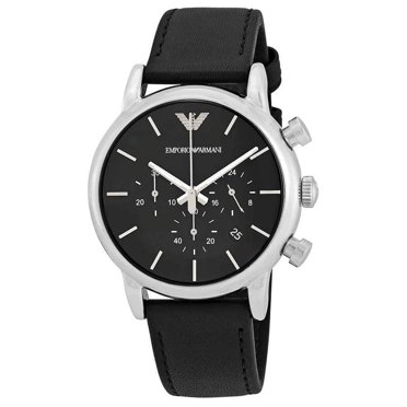 Emporio Armani Men's Classic Chronograph Watch, Beige Dial, Brown Strap ...