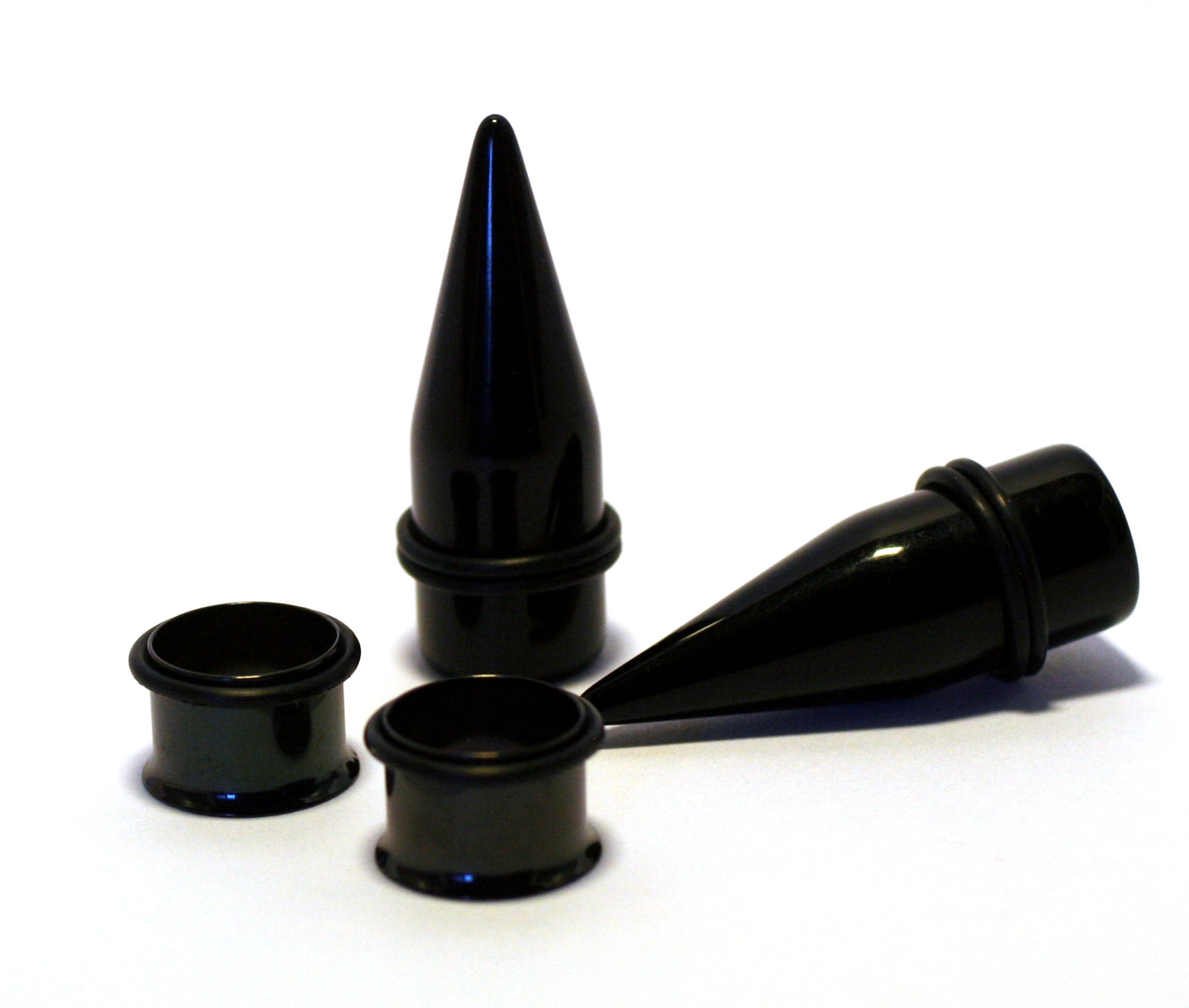 Black Acrylic Tapers AND Titanium Tunnels Ear Stretching Kit gauges ...