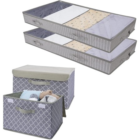 SAYS Bundle of 2-Pack Large Storage Boxes with Lids & 1-Pack Hanging ...