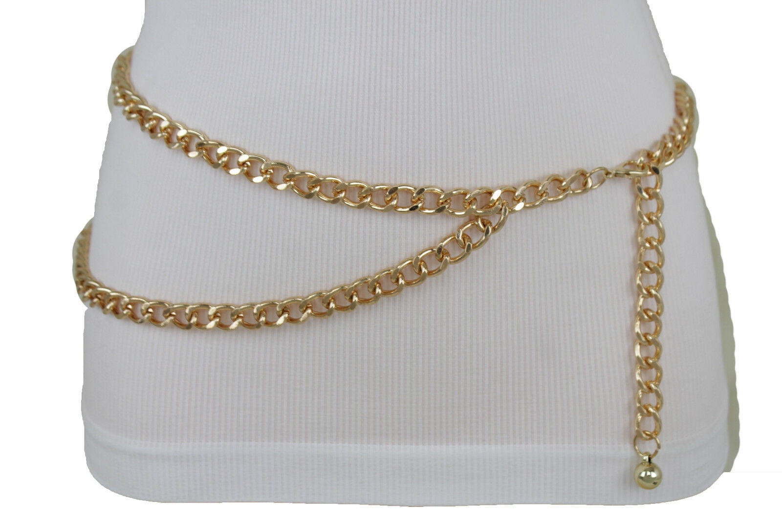 Women Gold Metal Chain Fashion Belt Hip Waist Ball Plus Size XL XXL ...