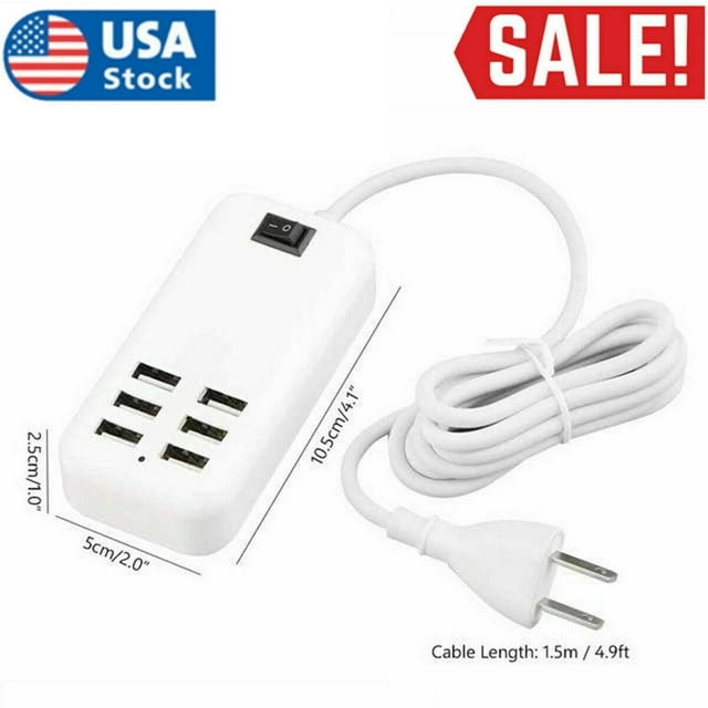 6-Port USB Multi-function Desktop Fast Charger Power Adapter, Power ...