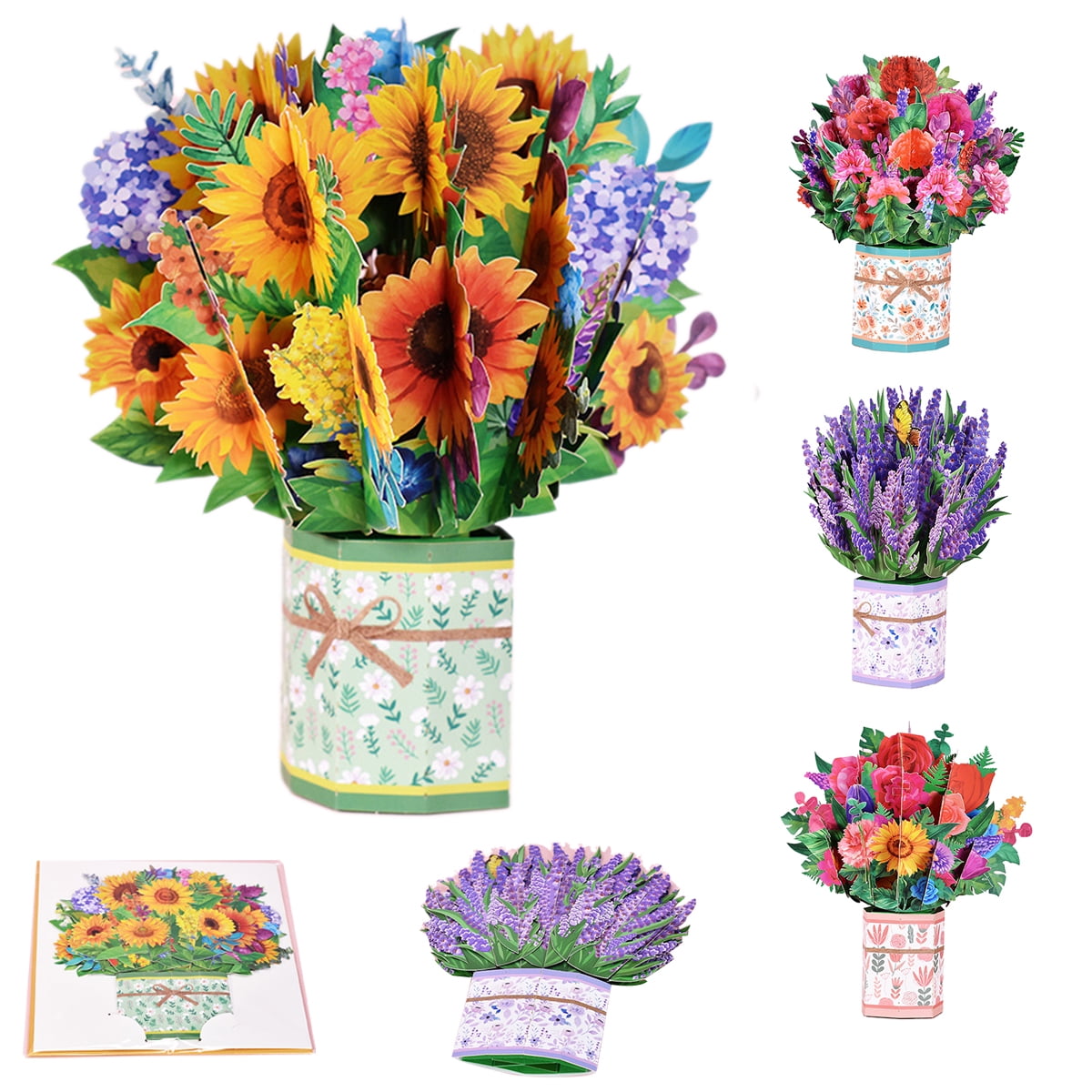 Meidiya Pop-Up Flower Card Foldable Floral 3D Greeting Card for ...