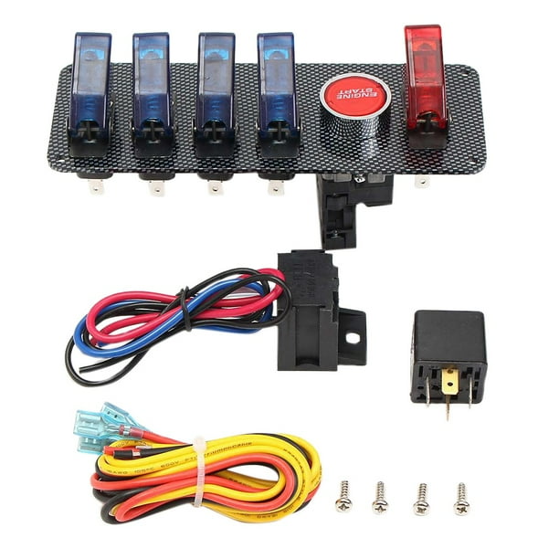 12V Auto LED Toggle Ignition Switch Panel Racing Car Engine Start Push ...