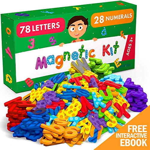 Premium Alphabet Magnets Gift Set - 106 PCs Magnetic Letters and ...