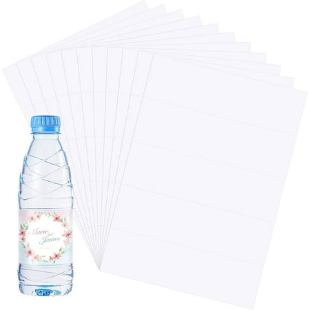 150 Pieces Blank Water Bottle Label Stickers 8.3 x 2.3 Inch White ...