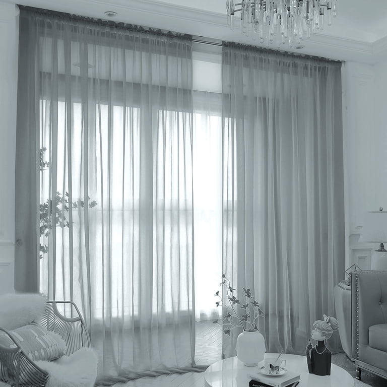95 Inch Sheer Curtain Panels 1pc Solid Lightweight Sheer Curtains