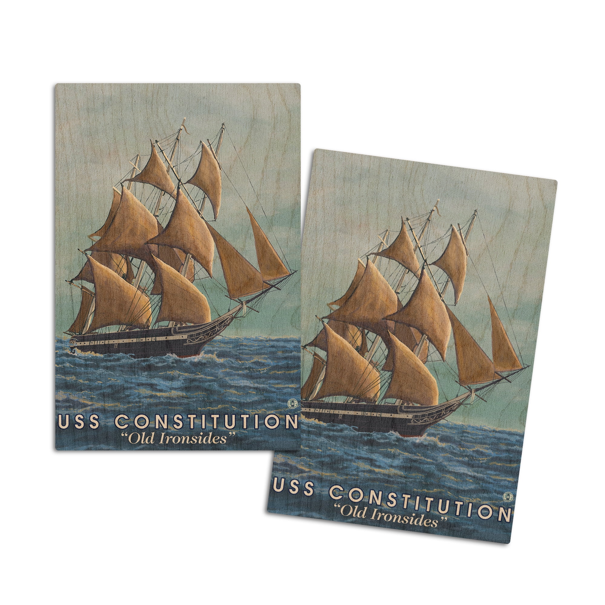 Old Ironsides, USS Constitution (4x6 Birch Wood Postcards, 2-Pack ...