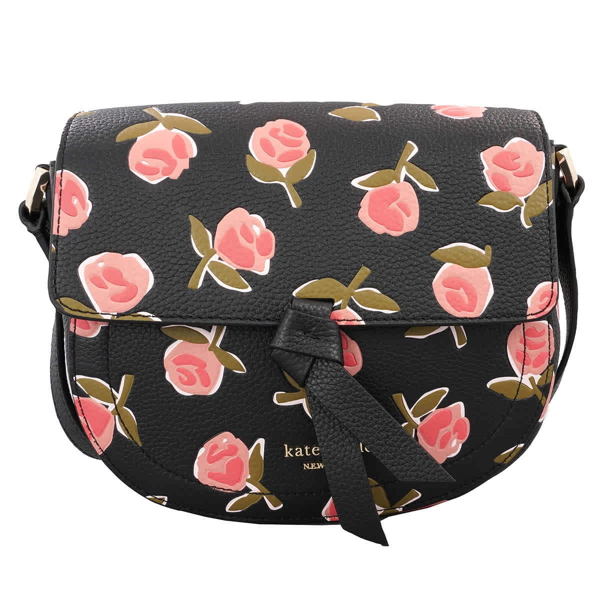Kate Spade Black / Multicolor Ladies Knott Ditsy Rose Medium Saddle ...