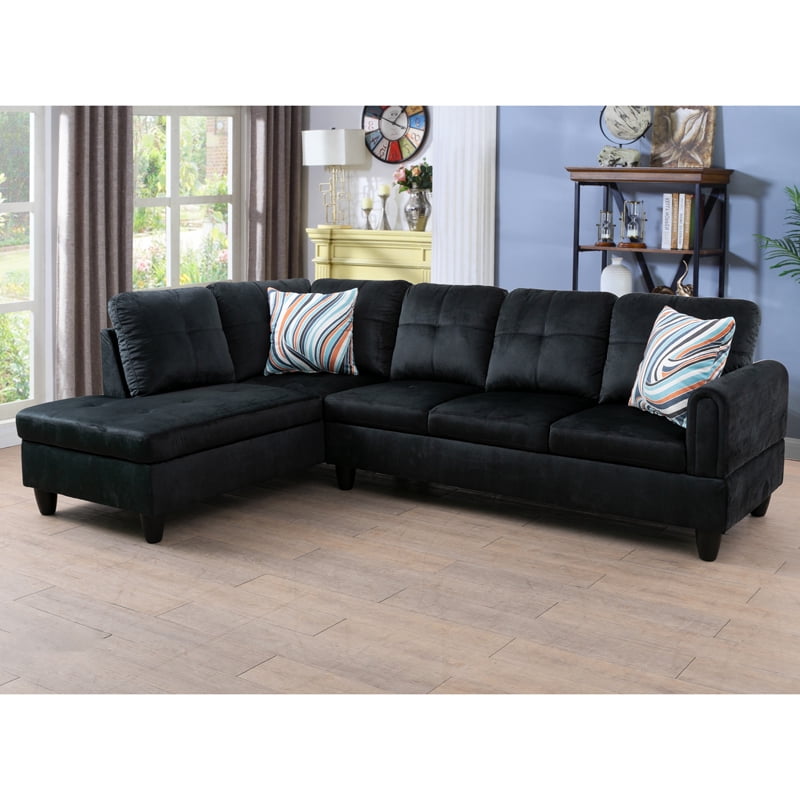 Hommoo Flannel 4-Seat Couch Sofa Set, L Shaped Couch Living Room Sofa ...