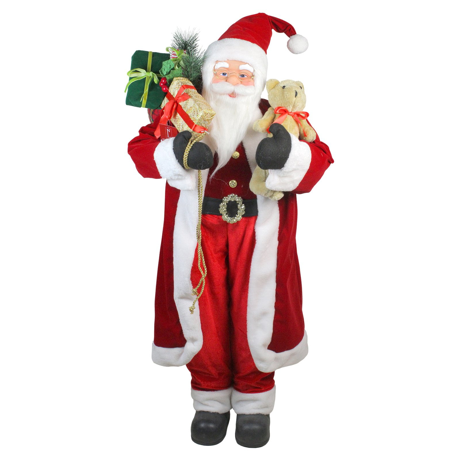 Northlight 4 ft. Standing Santa Claus with Gifts Christmas Figure ...