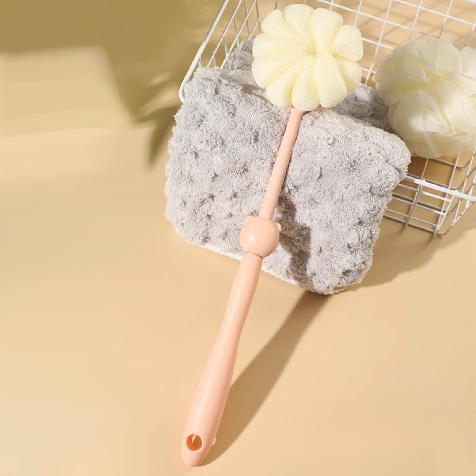 Cepillo Y Estropajo De Baño 2 En 1, Diseño De Doble Cara, Mango Largo ...