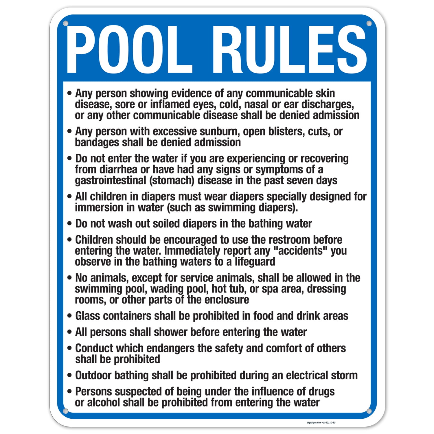 New Jersey Pool Rules Sign, Complies With State Of New Jersey Pool ...