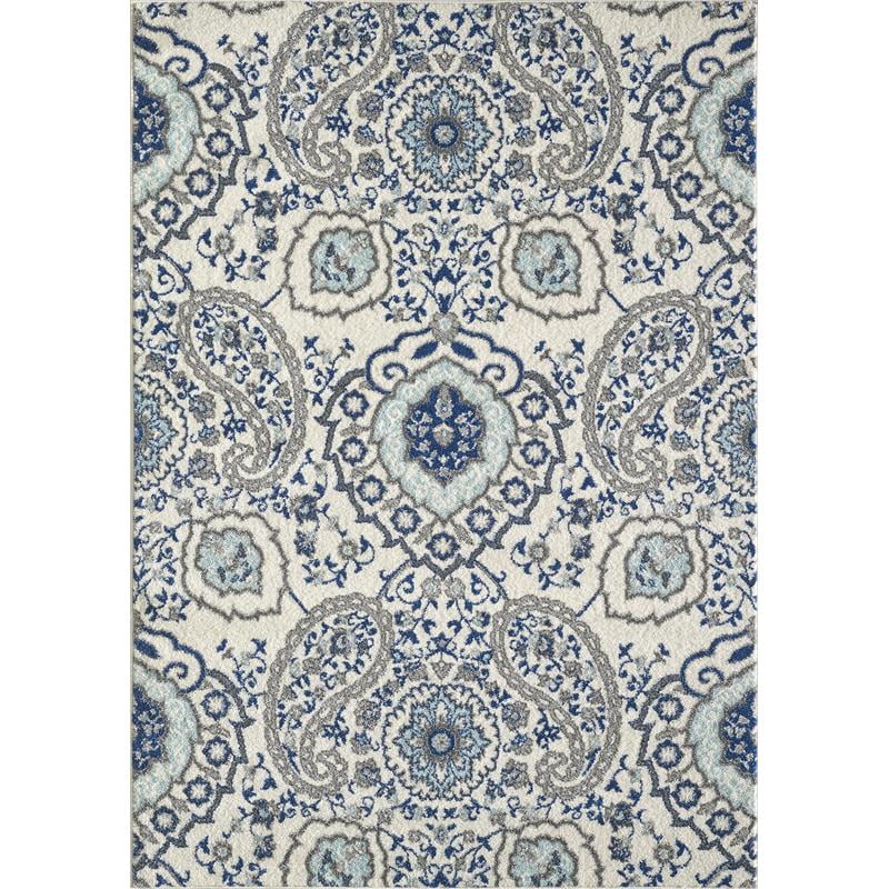 Totti Angel 5' x 7' Rectangular Polypropylene Paisley Rug in Cream/Blue ...
