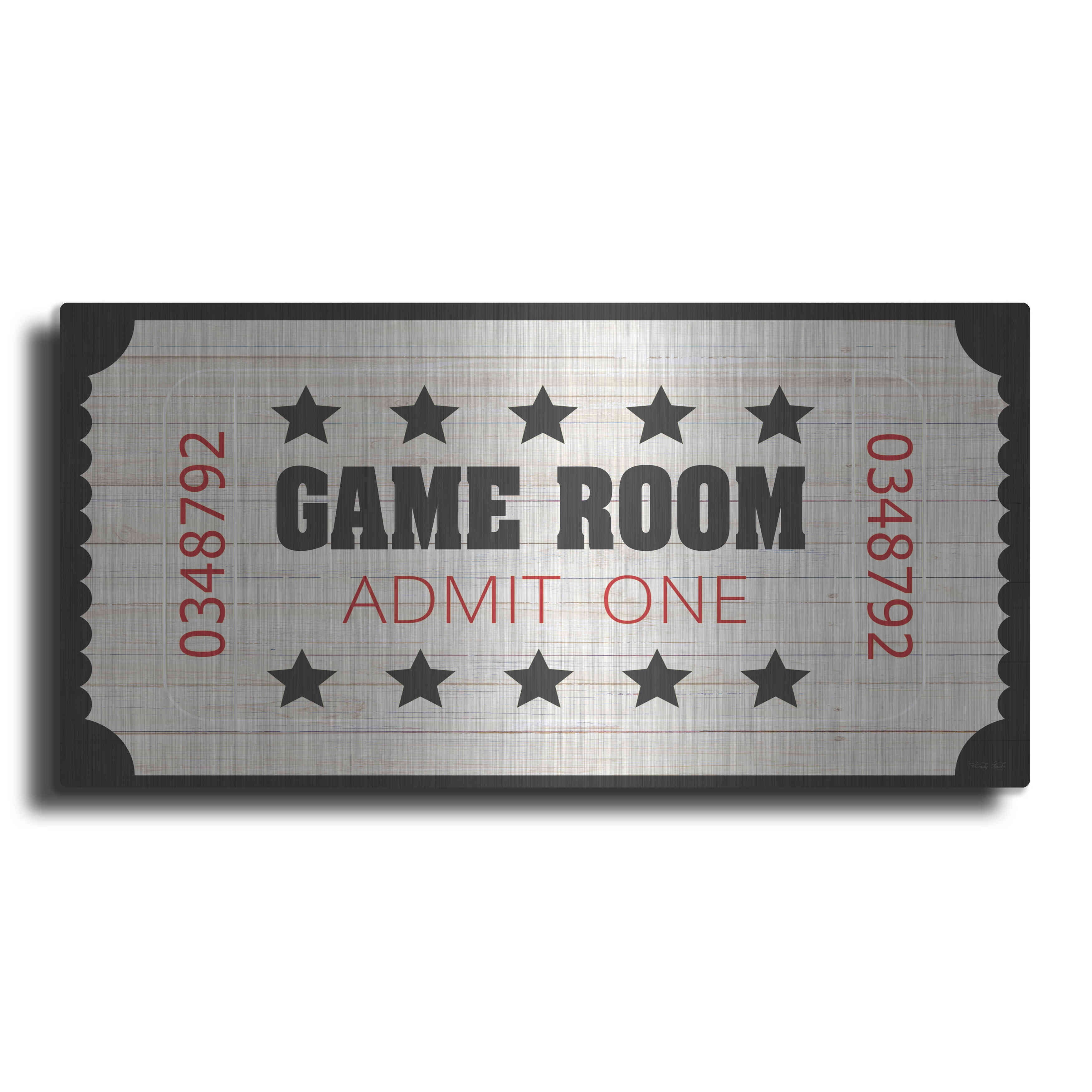 Luxe Metal Art 'Game Room Ticket' by Cindy Jacobs, Metal Wall Art, 48 ...