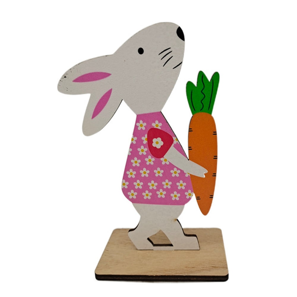 Easter Carved Bunny Decor Easter Centerpiece Signs Easter Wooden Carrot ...